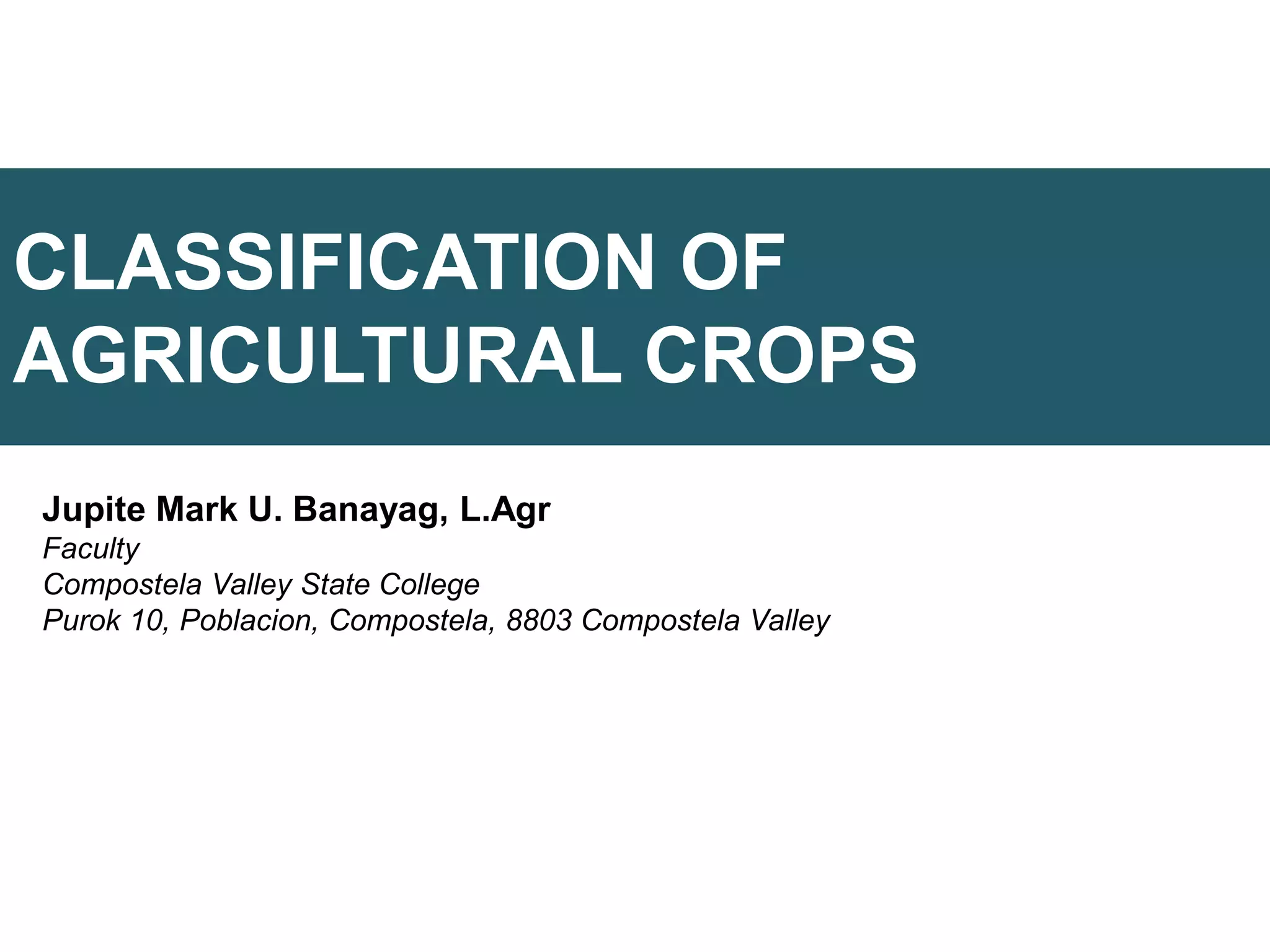 Classification of Agricultural Crops | PDF