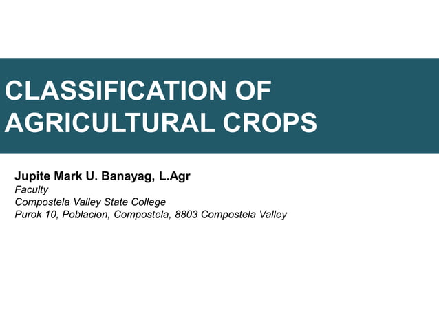 Classification of Agricultural Crops | PDF