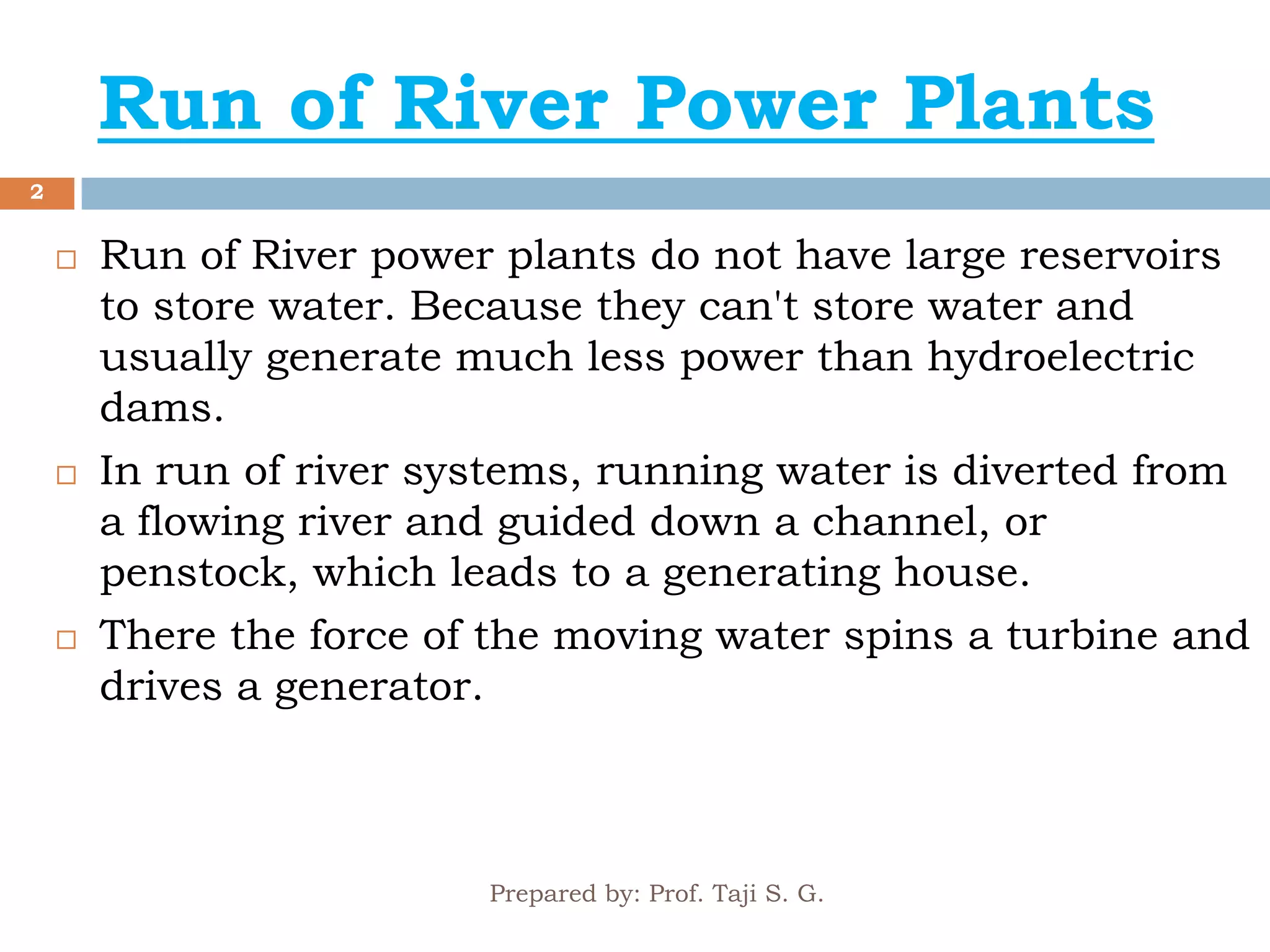 Run of River and Pumped Storage Plants | PDF