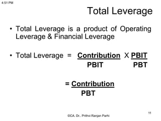 Leverage : vol-I CA. Dr. Prithvi Ranjan Parhi | PDF | Stocks and Bonds ...