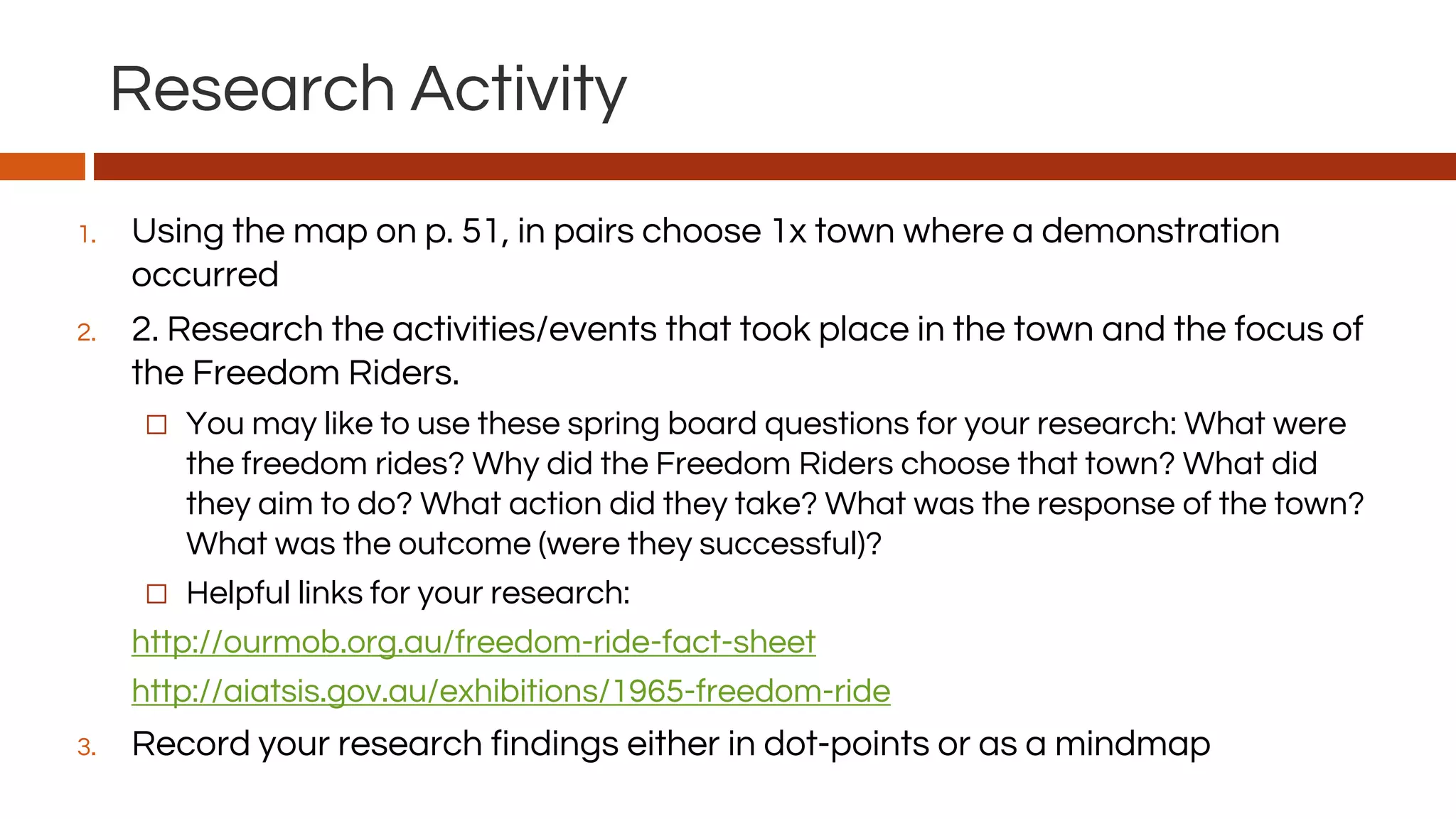 4.2 lesson australian freedom rides - THOP | PPTX