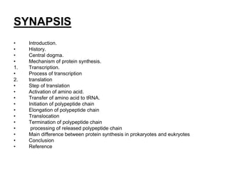 Protein synathesis in eukariyotes | PPT