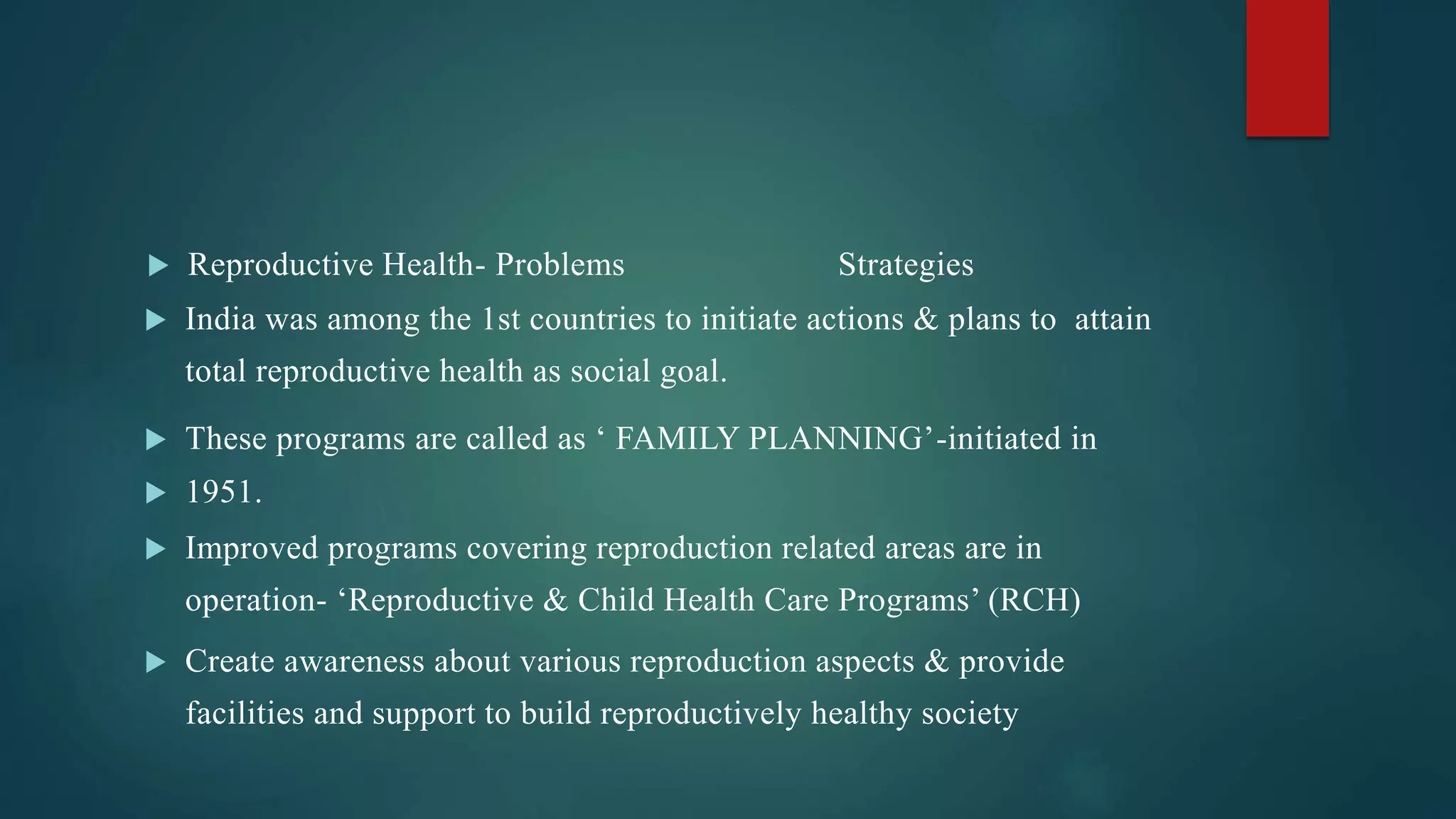 4. reproductive health problems and strategies | PPTX