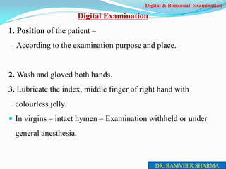 Gynaecological Case Taking, Bimanual examination, Vaginal Digital ...
