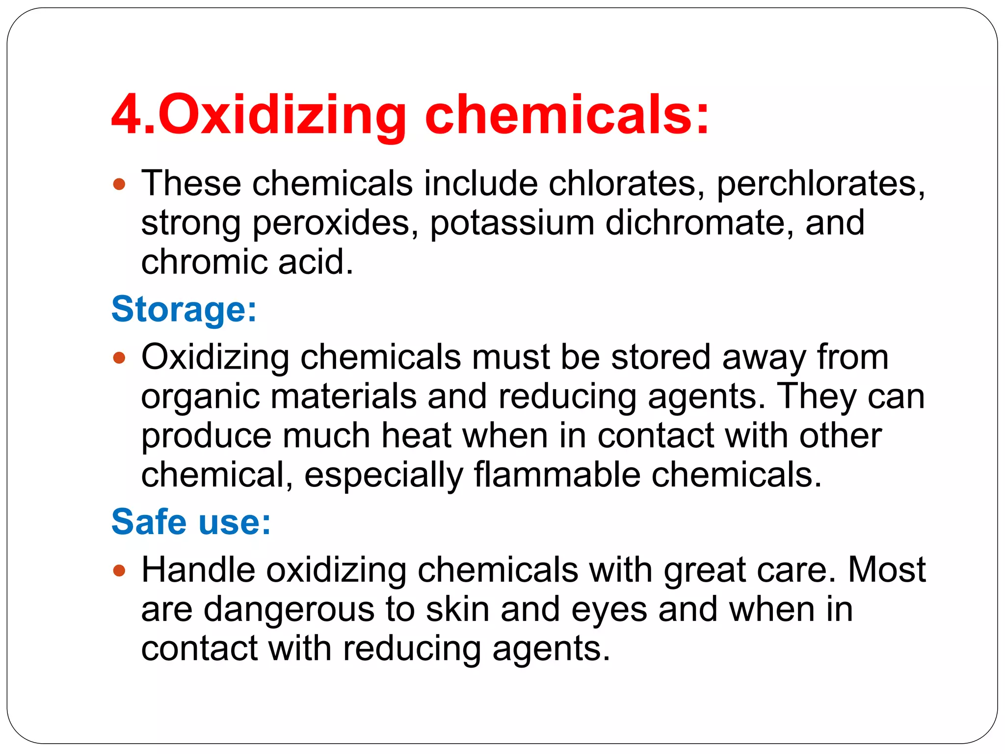 Safe Use and Storage of Chemicals and Reagents | PPT
