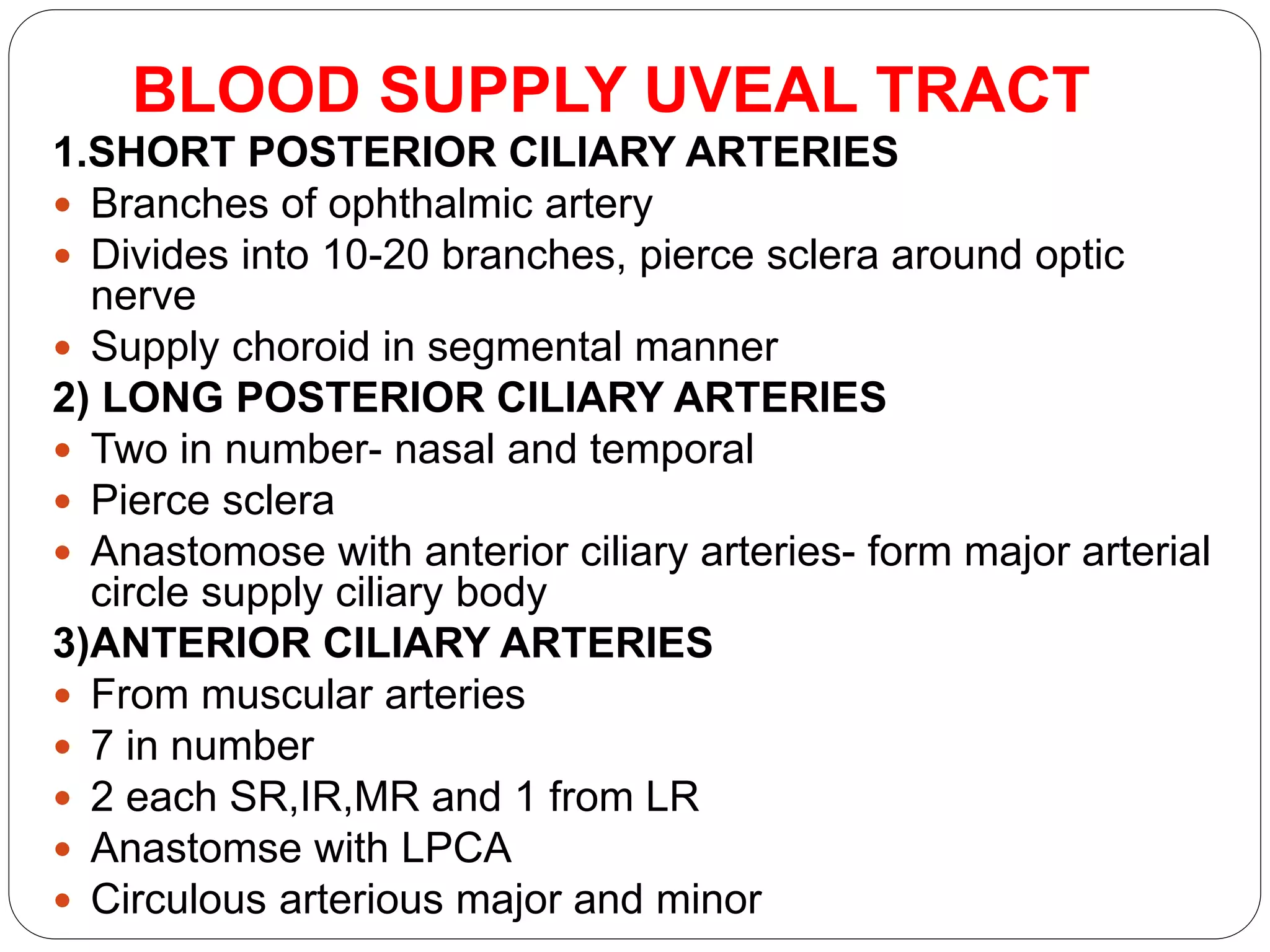 Anatomy of uvea tract(iris, ciliary body and choroid) | PPTX