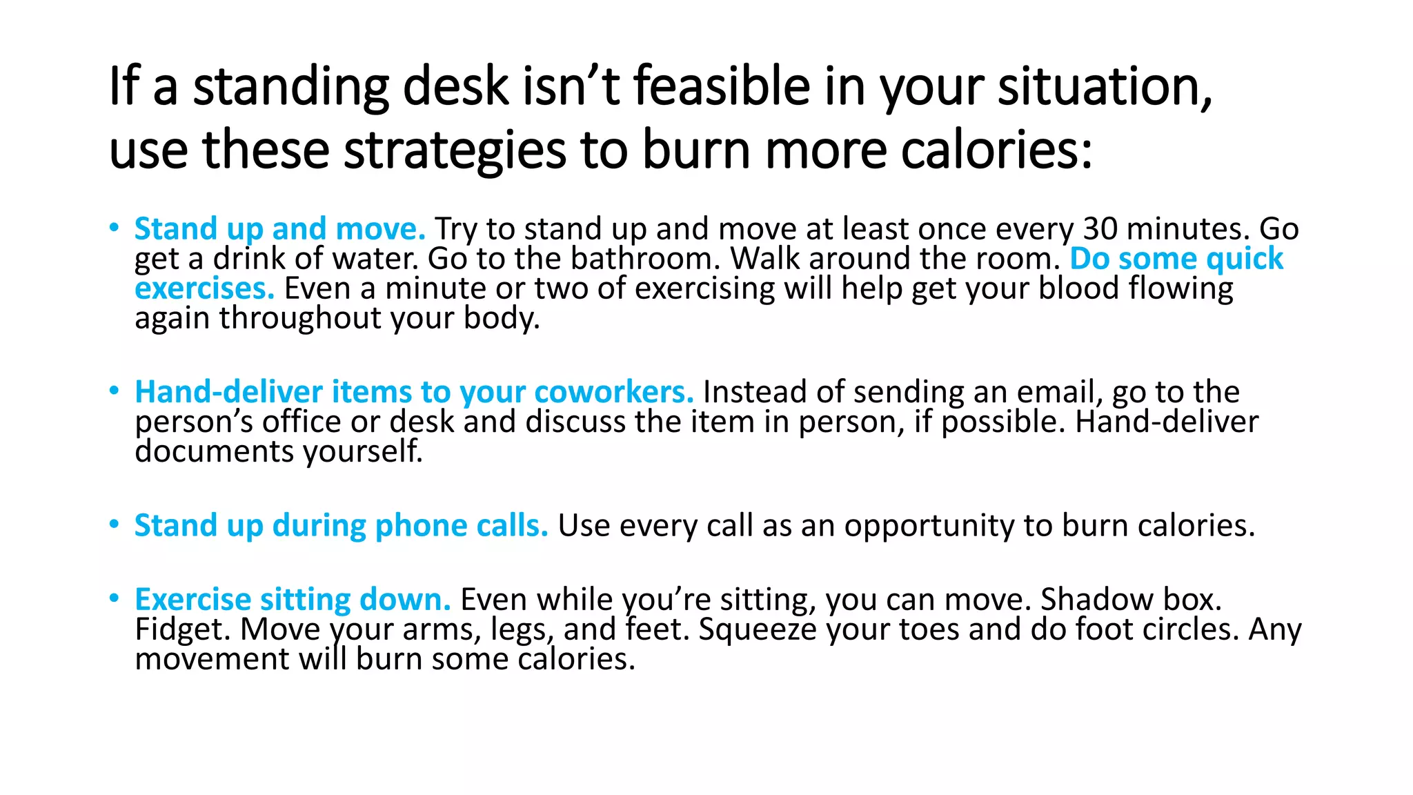 Burn Calories While Working at Your Desk | PPTX