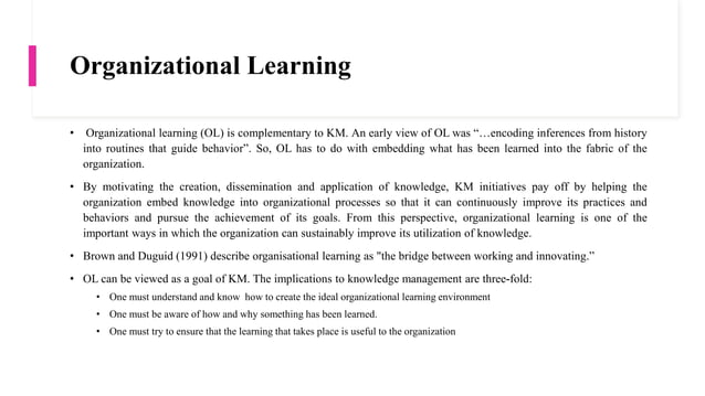 Organizational Learning & Knowledge Management | PPTX