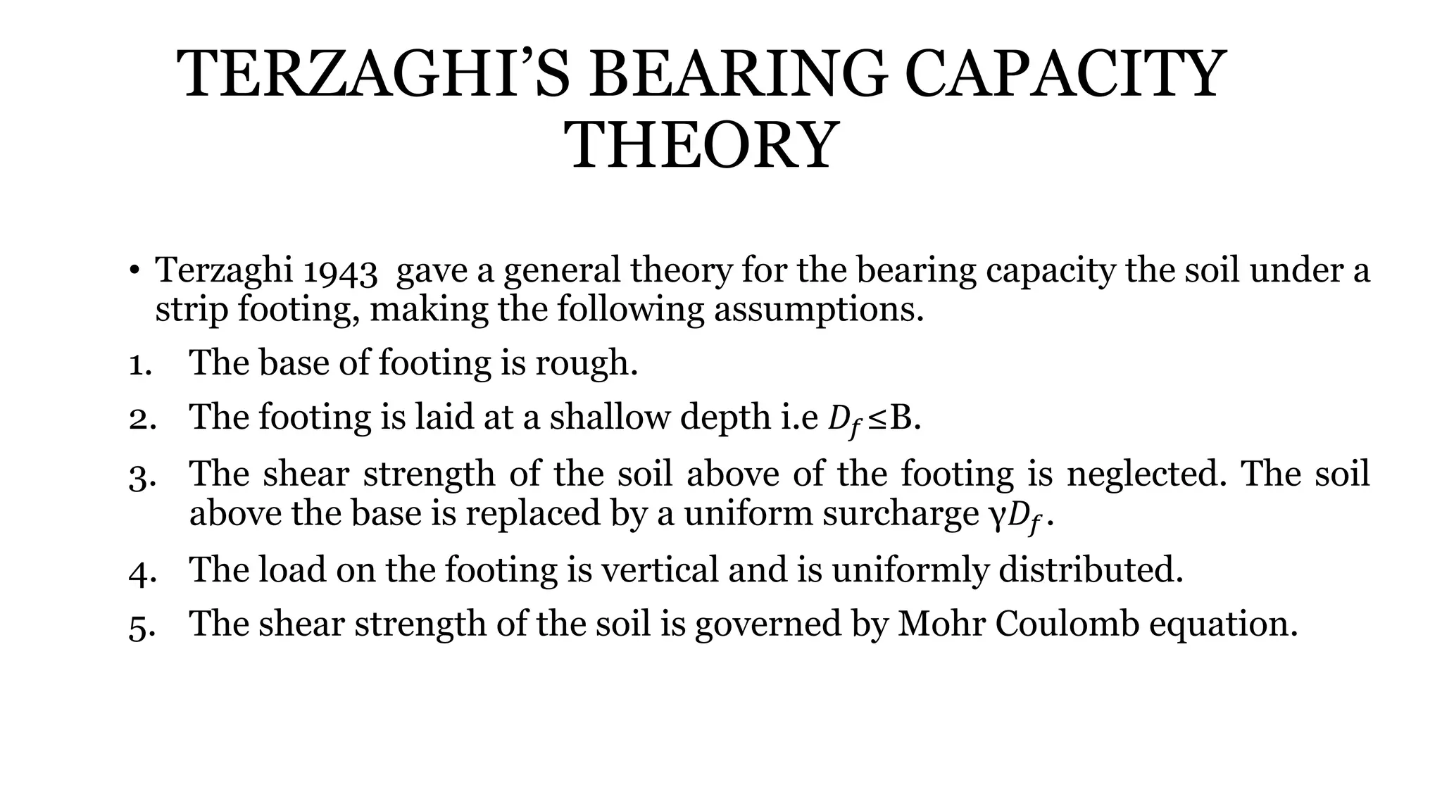TERZAGHI’S BEARING CAPACITY THEORY | PDF