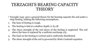 TERZAGHI’S BEARING CAPACITY THEORY | PDF