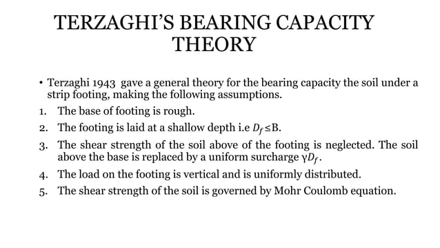 TERZAGHI’S BEARING CAPACITY THEORY | PDF | Geology | Science