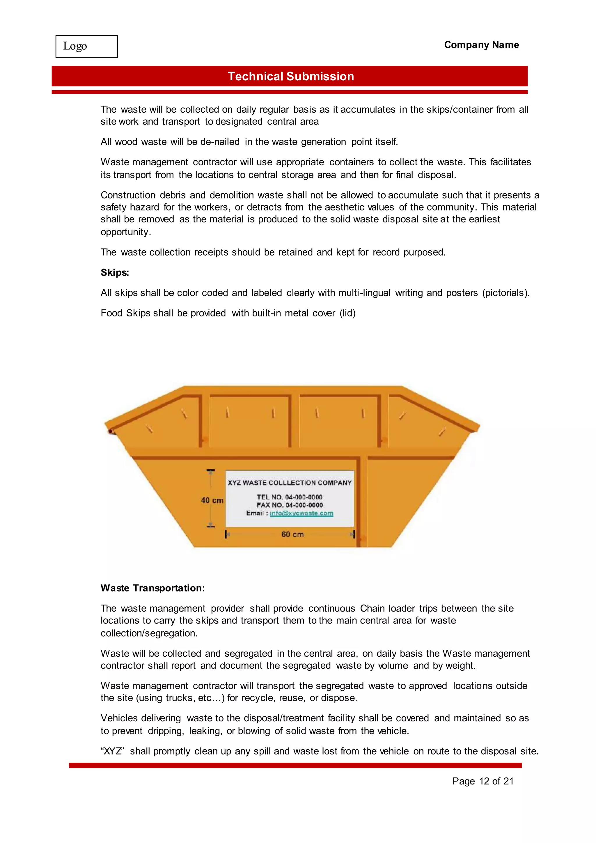HSE construction waste management plan | DOCX