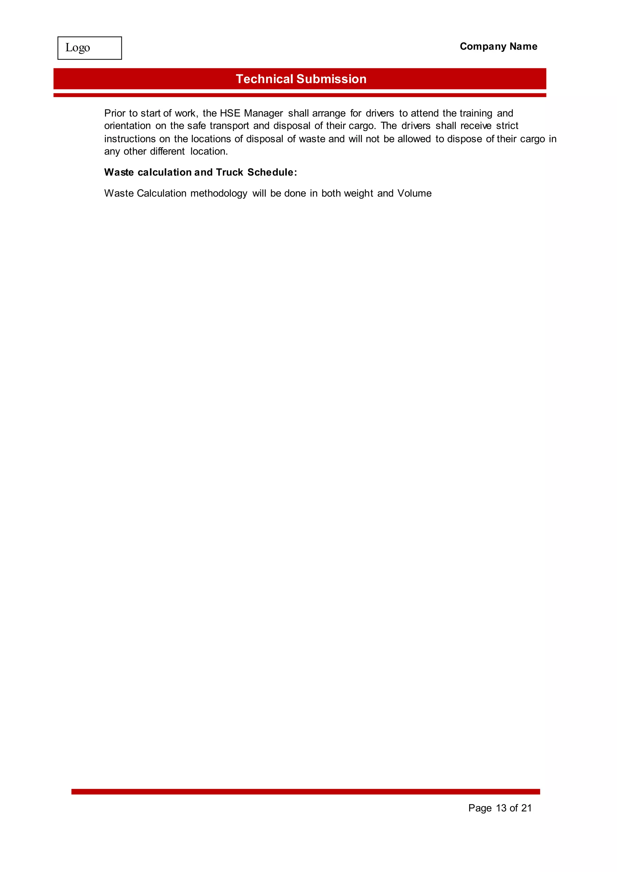 HSE construction waste management plan | DOCX