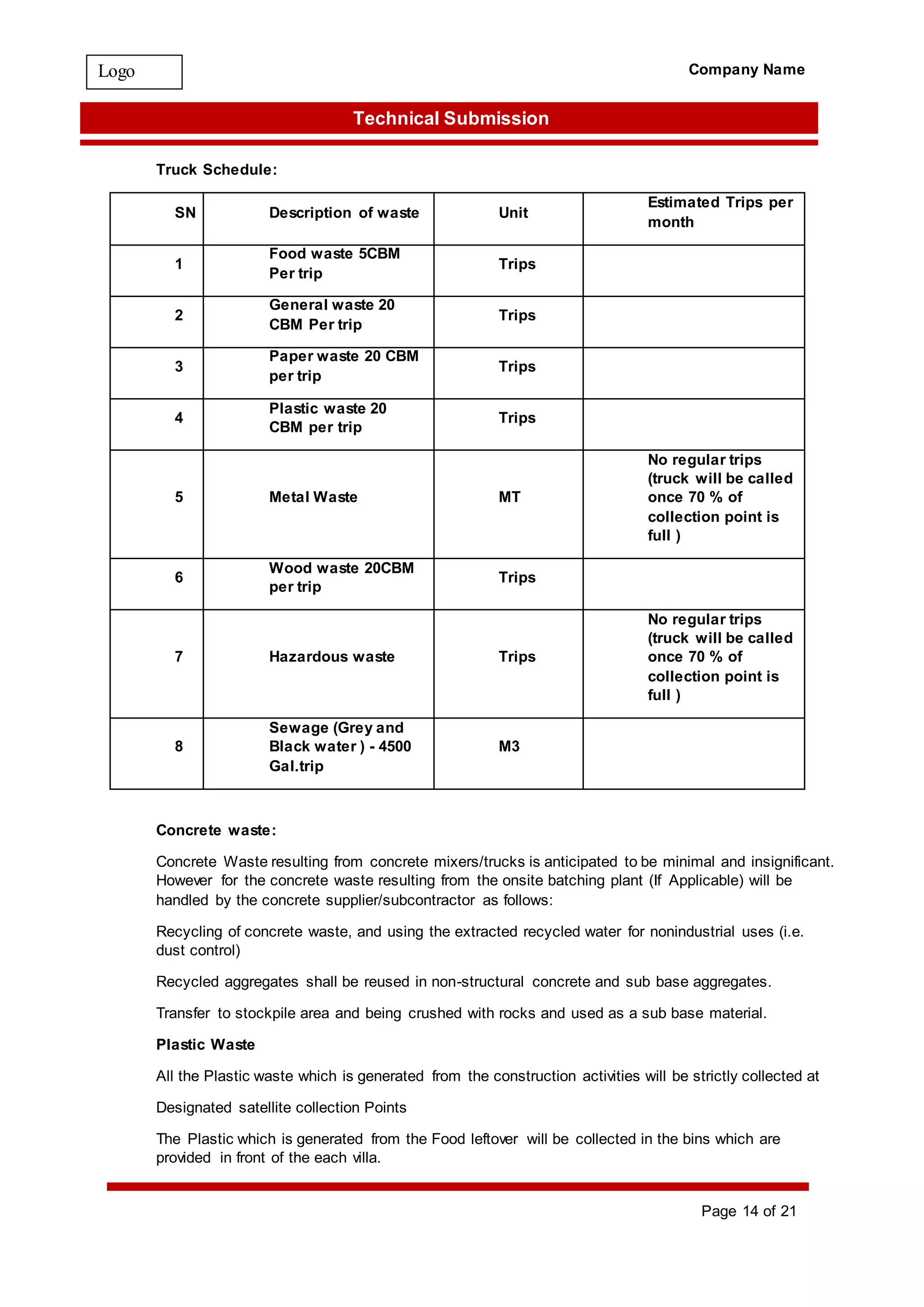HSE construction waste management plan | DOCX