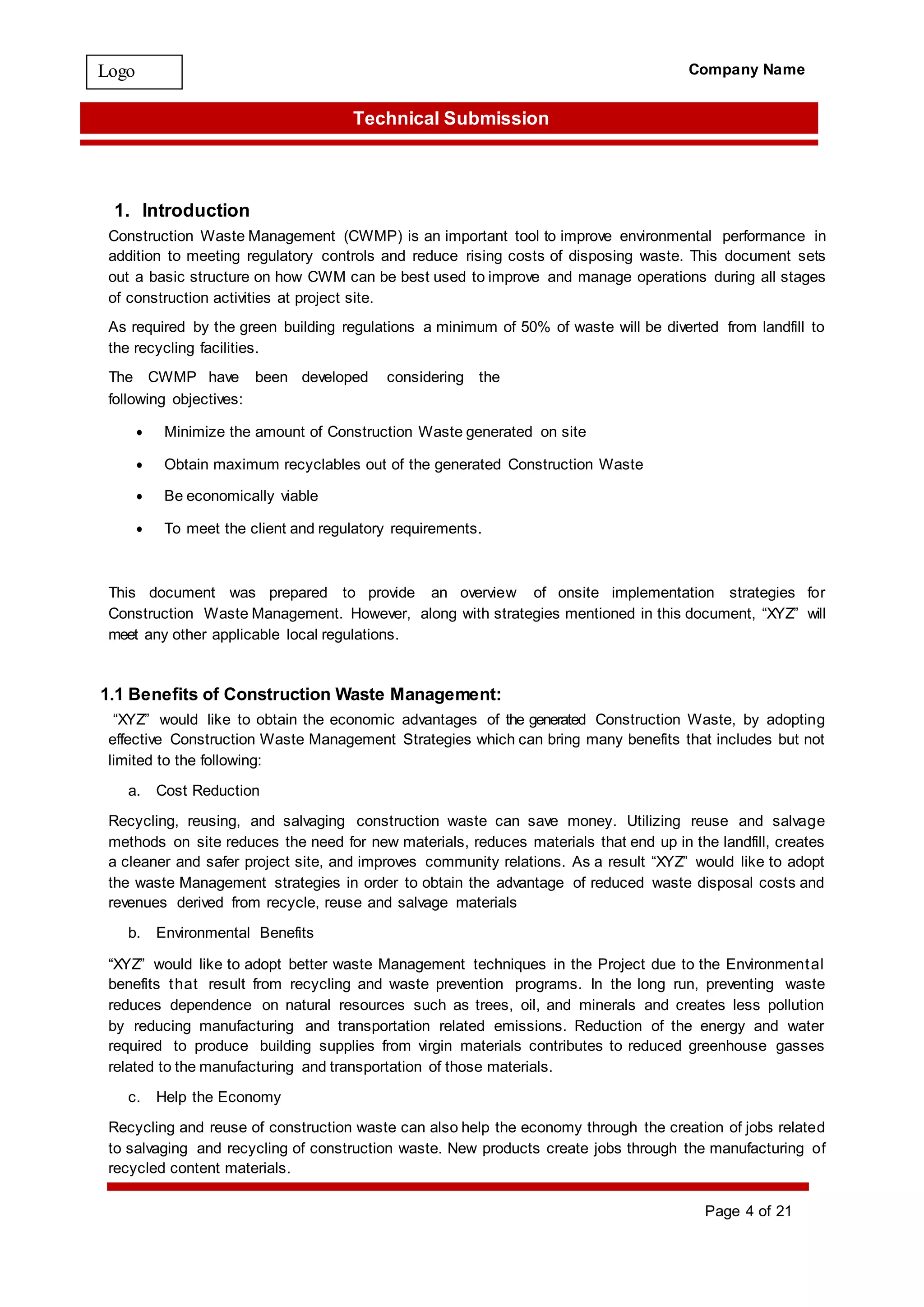 HSE construction waste management plan | DOCX