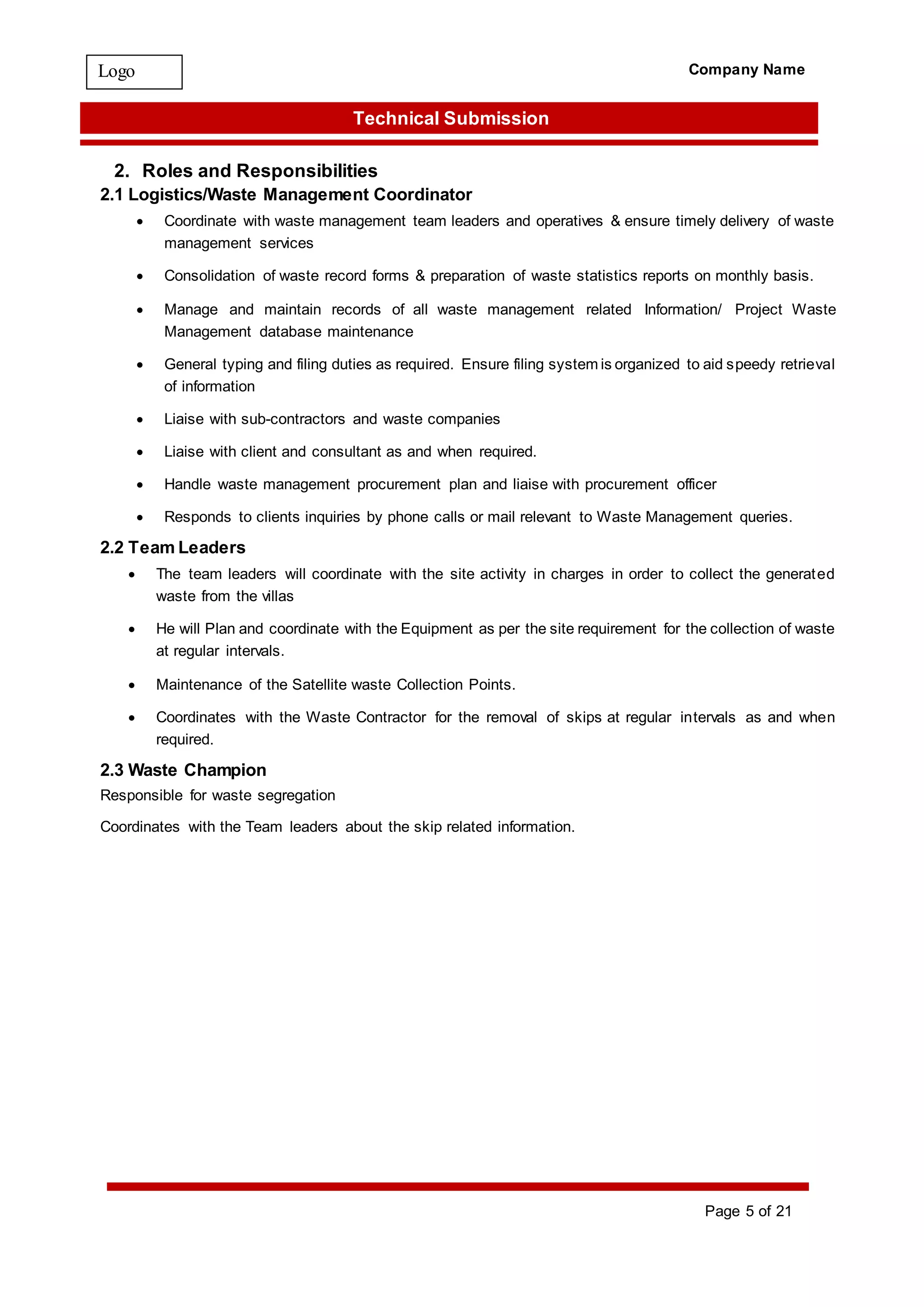 HSE construction waste management plan | DOCX