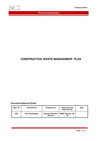 HSE construction waste management plan | DOCX