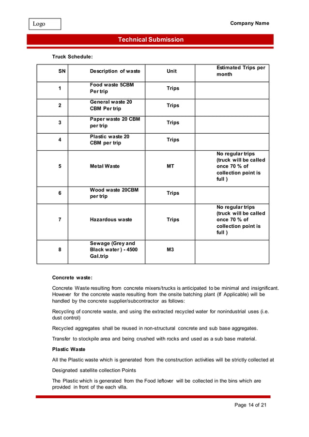 HSE construction waste management plan | DOCX