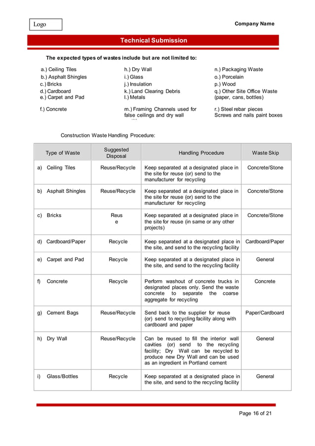 HSE construction waste management plan | DOCX