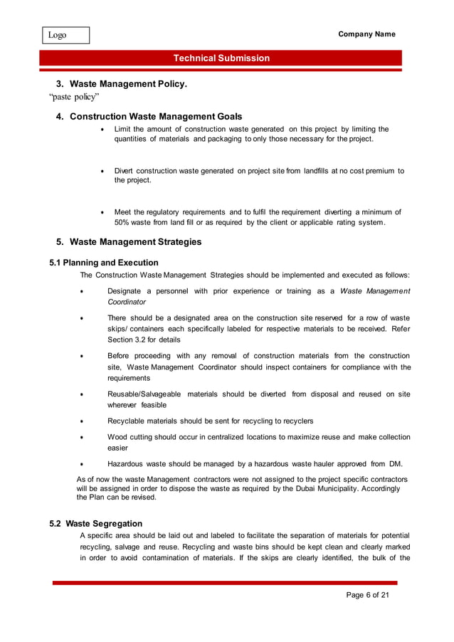 HSE construction waste management plan | DOCX