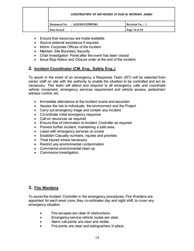 HSE Emergency preparedness plan 500 villas rev 1 | DOC