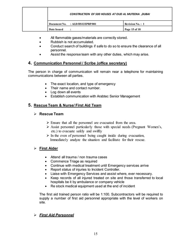 HSE Emergency preparedness plan 500 villas rev 1 | DOC