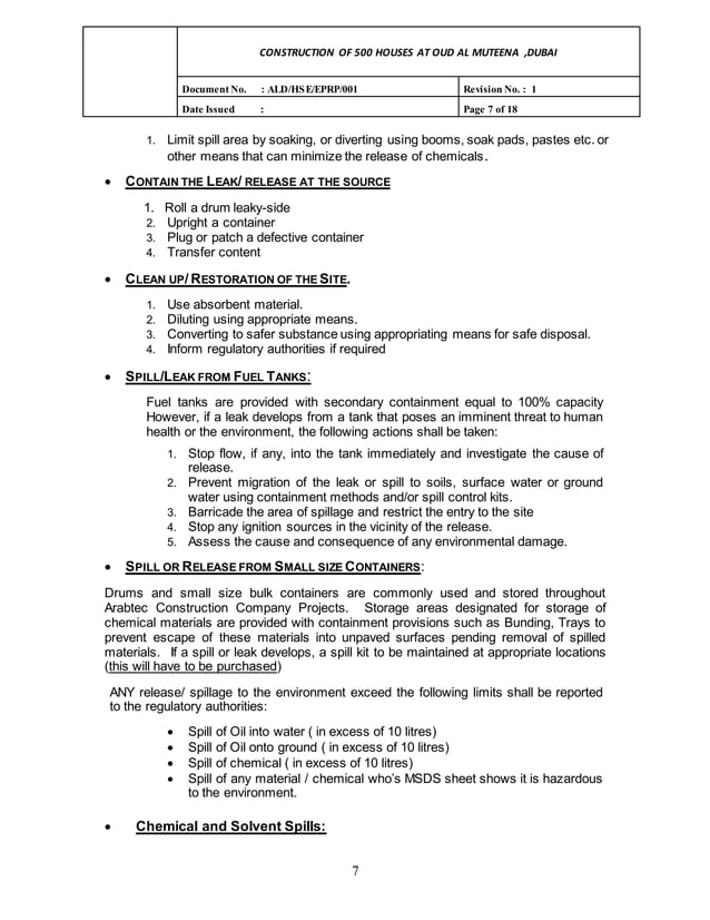 HSE Emergency preparedness plan 500 villas rev 1 | DOC