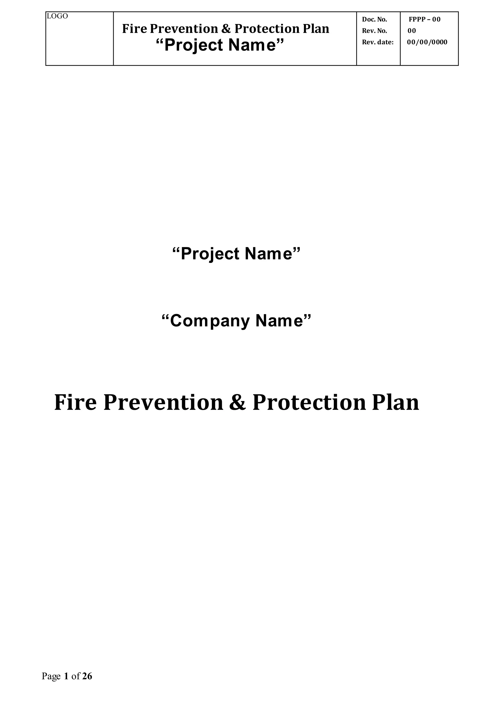 HSE Fire Prevention & Protection Plan | DOCX