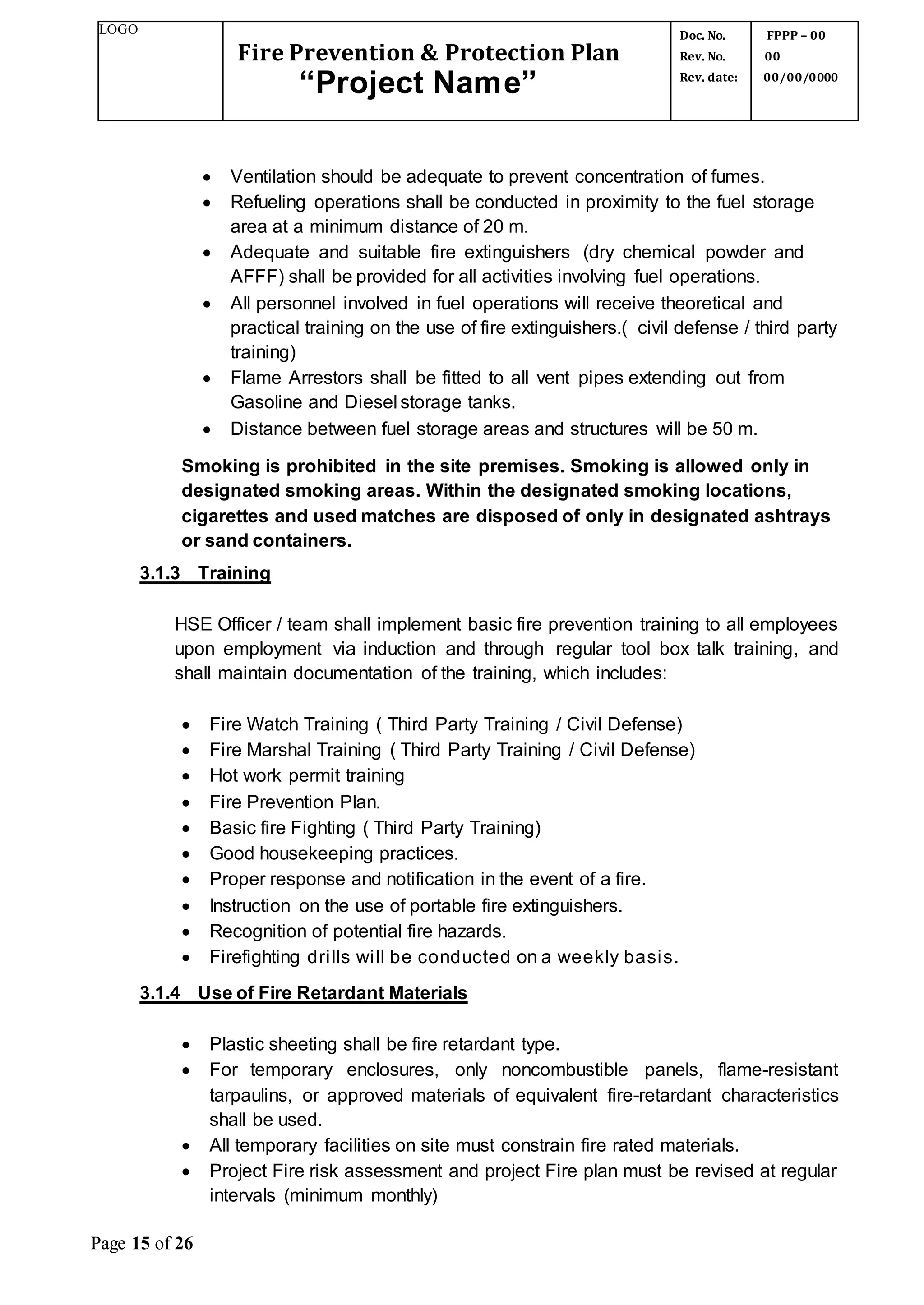 HSE Fire Prevention & Protection Plan | DOCX