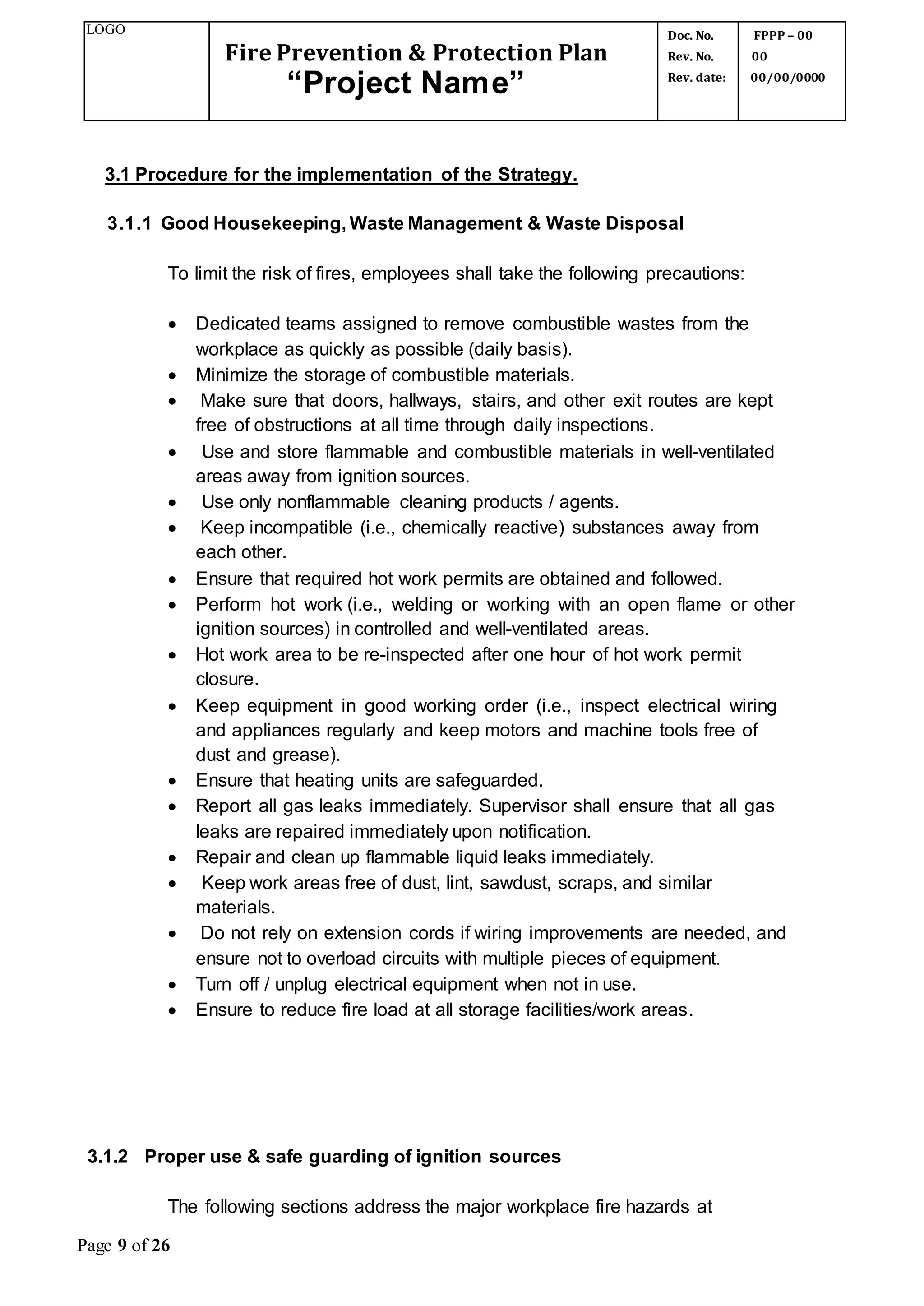HSE Fire Prevention & Protection Plan | DOCX