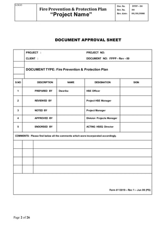 HSE Fire Prevention & Protection Plan | DOCX