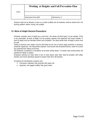 4.6 working at heights and fall protection plan | DOCX