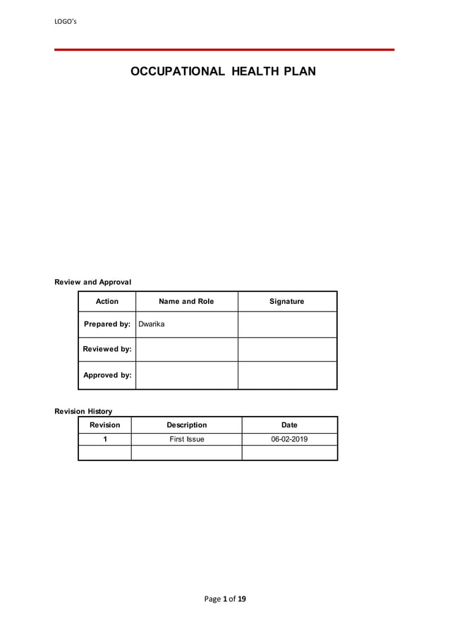 Occupational health plan | PDF