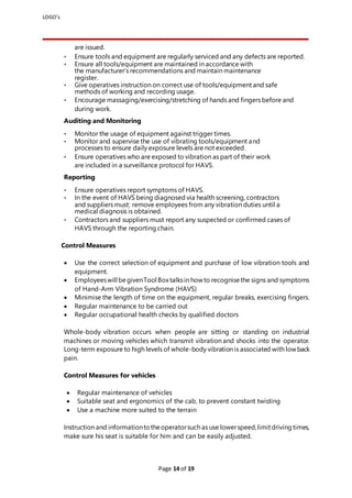 Occupational health plan | DOCX