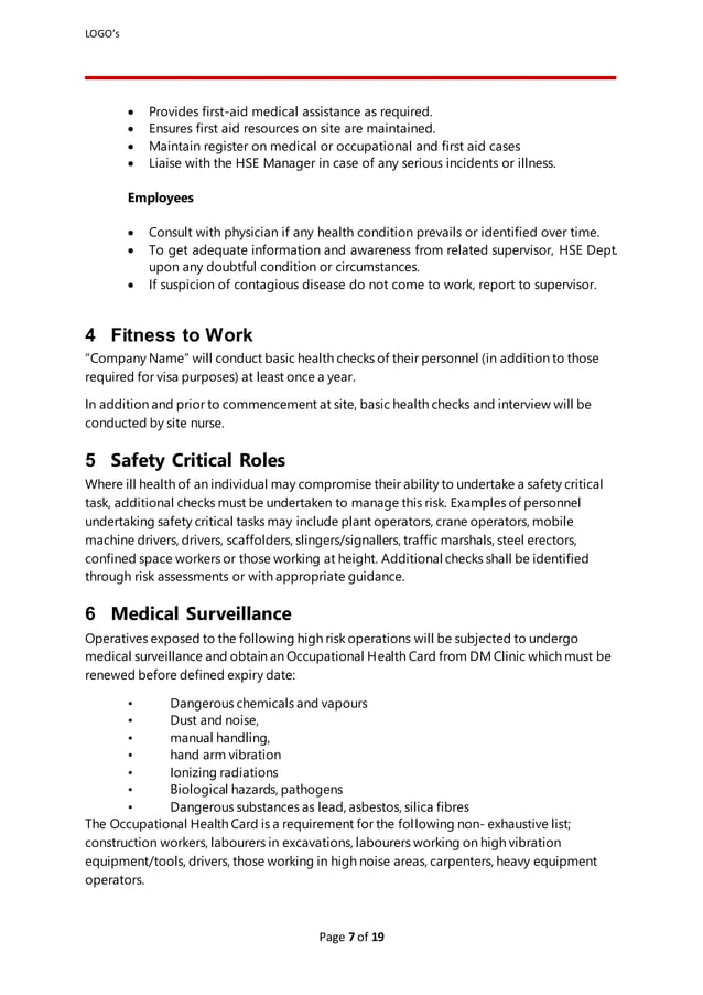 Occupational health plan | PDF