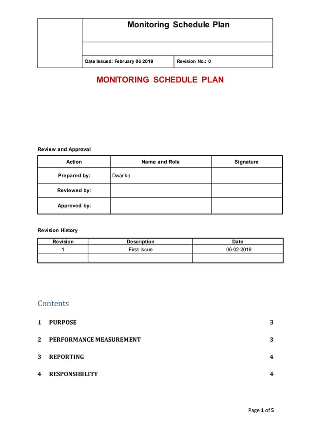 Hse Monitoring Schedule Plan Docx Civil Engineering Industry