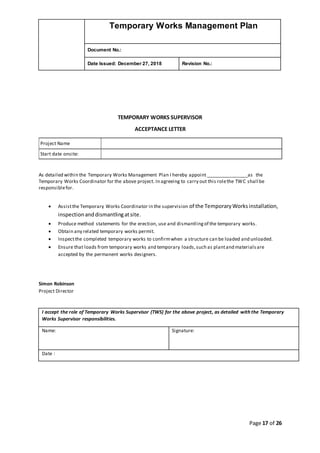 HSE Temporary works management plan | DOCX