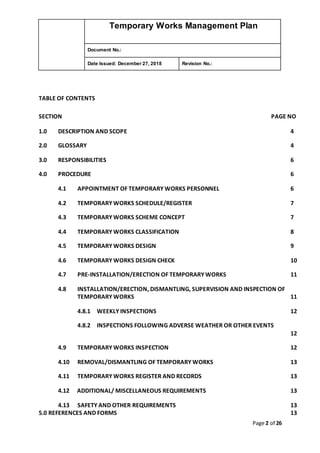 HSE Temporary works management plan | DOCX