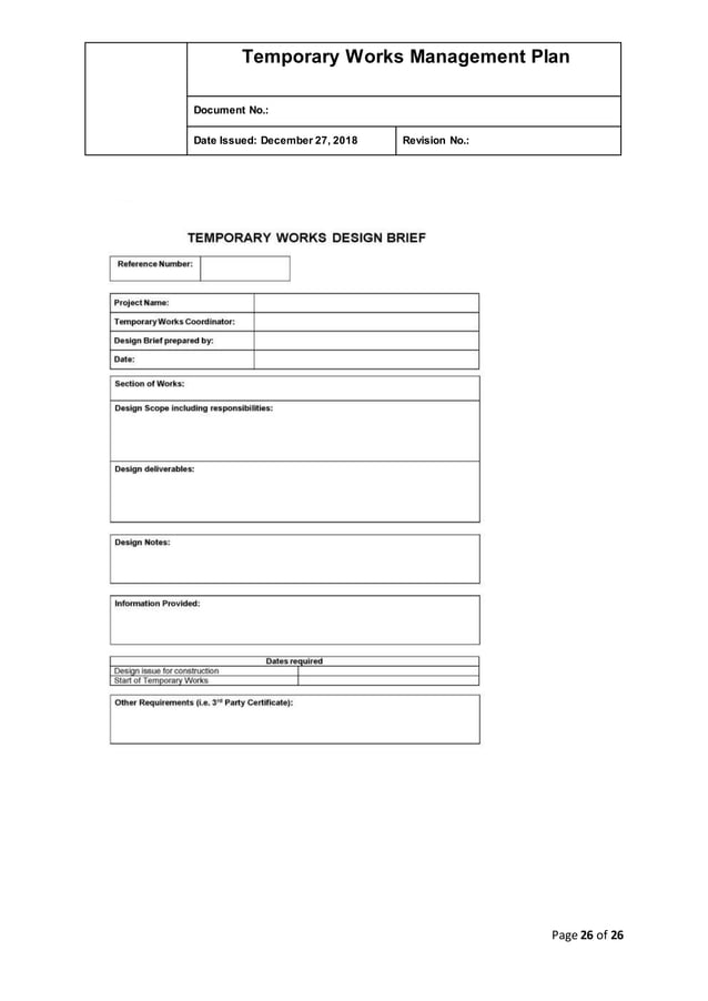HSE Temporary works management plan | DOCX | Civil Engineering Industry ...