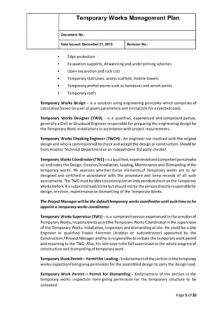 HSE Temporary works management plan | DOCX