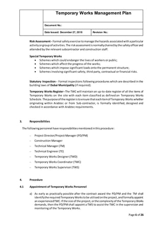 HSE Temporary works management plan | DOCX