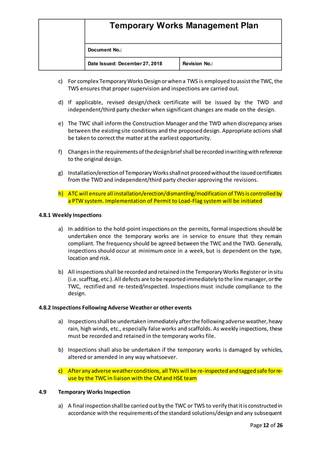HSE Temporary works management plan | PDF