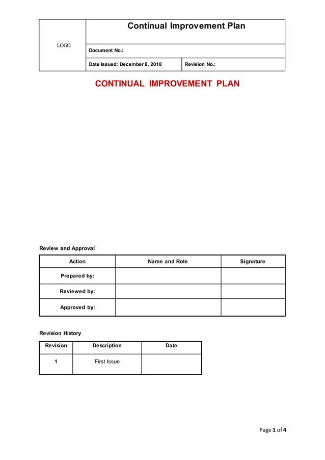 continual improvement plan | PDF