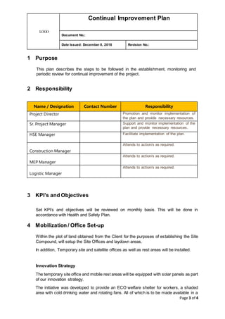 continual improvement plan | DOCX