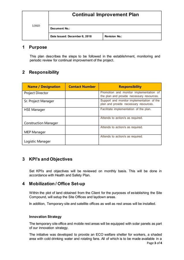continual improvement plan | PDF