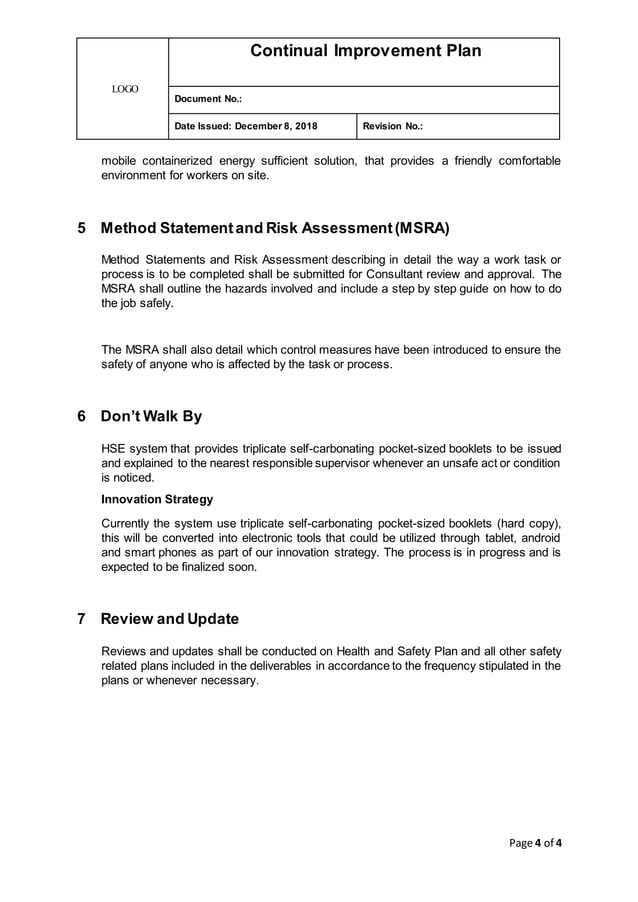 continual improvement plan | PDF