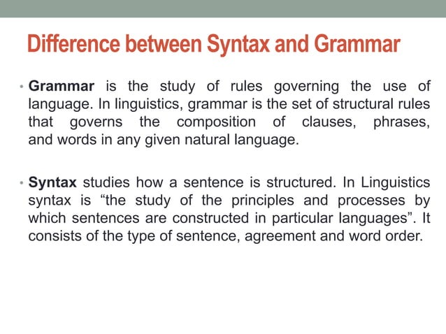 Syntax and grammar | PPTX