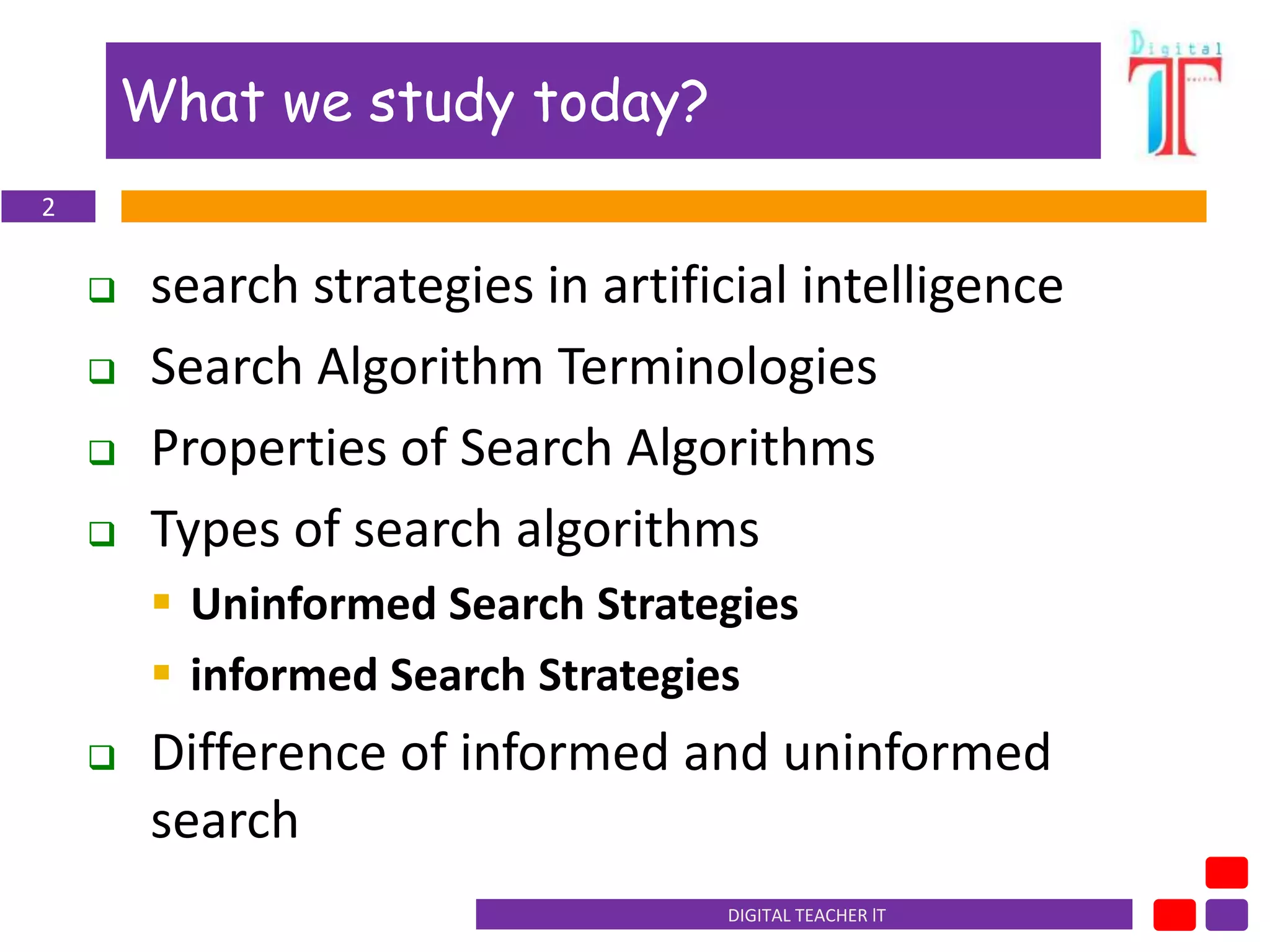 search strategies in artificial intelligence | PPTX