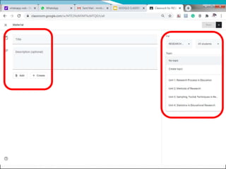 4.google classroom create topic - material | PPT