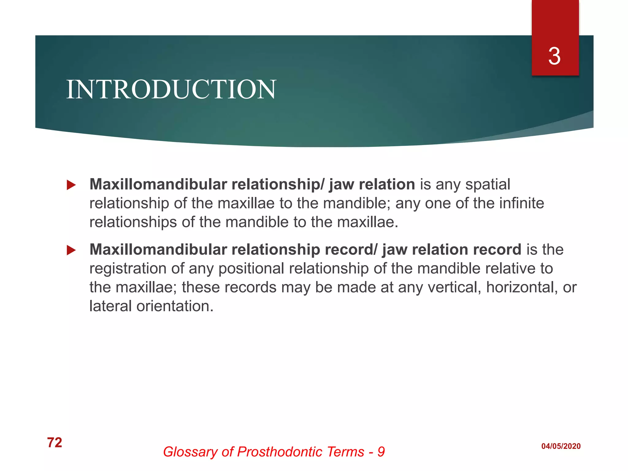 orientation jaw relation in complete denture fabrication | PPTX